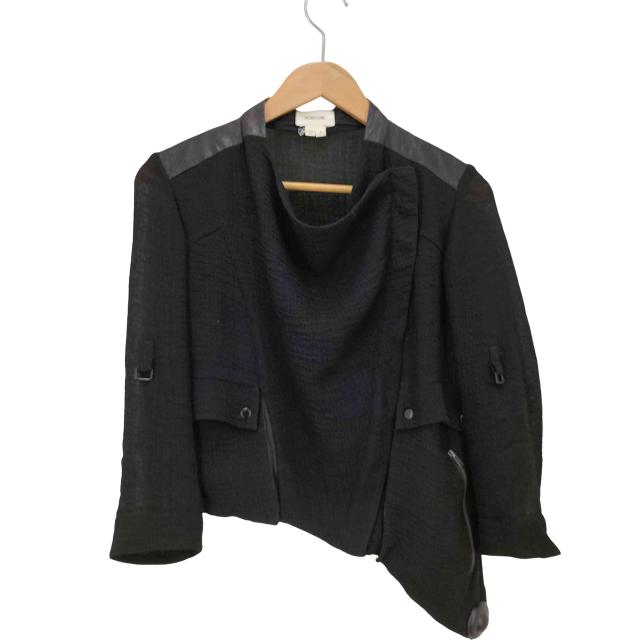 HELMUT LANG(ヘルムートラング) ラムレザー切り替え アシンメトリー ブルゾン ARCHIVE レディース  P【中古】【ブランド古着バズストア】