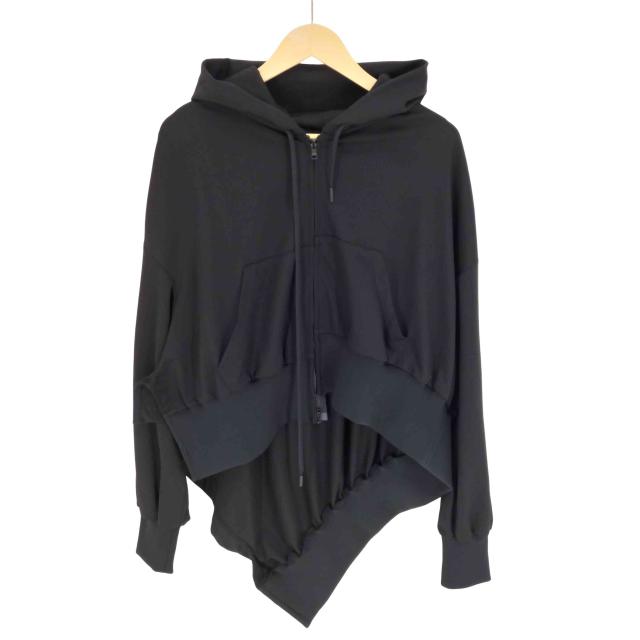REGULATION Yohji Yamamoto(レギュレーションヨウジヤマモト) 25SS Pe JERSEY TWILL UNBALANCED HOODIE A Pe ジャージーツイル アンバランスド フーディ【中古】【ブランド古着バズストア】