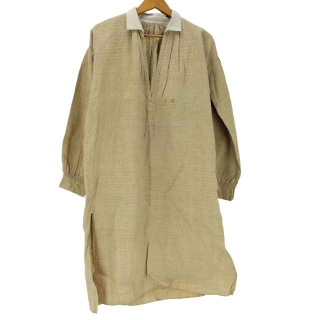 USED古着(ユーズドフルギ) 1900〜1920S French Antique リネン スモック シャンブルス ドレス ワンピース  チュニック J C イニシャル 刺繍 生成り 羊飼い レディース 表記無 【中古】【ブランド古着バズストア】