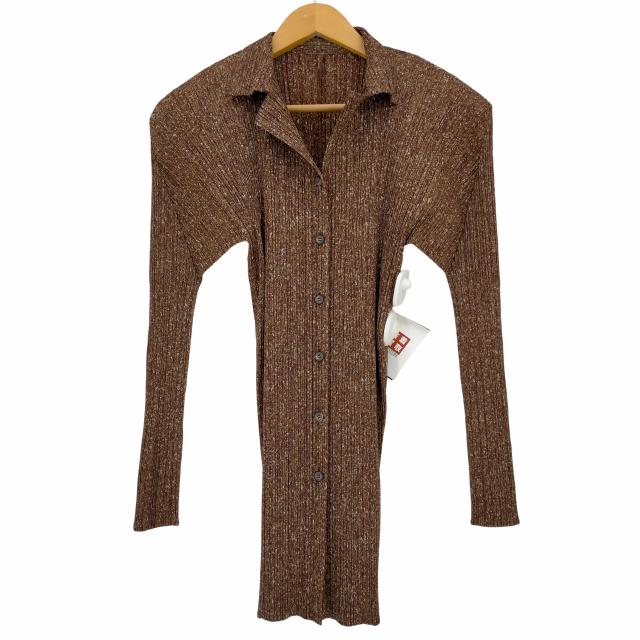 PLEATS PLEASE ISSEY MIYAKE(プリーツプリーズイッセイミヤケ) 98AW 総柄 プリーツカーディガン レディース JPN：3 【中古】【ブランド古着バズストア】