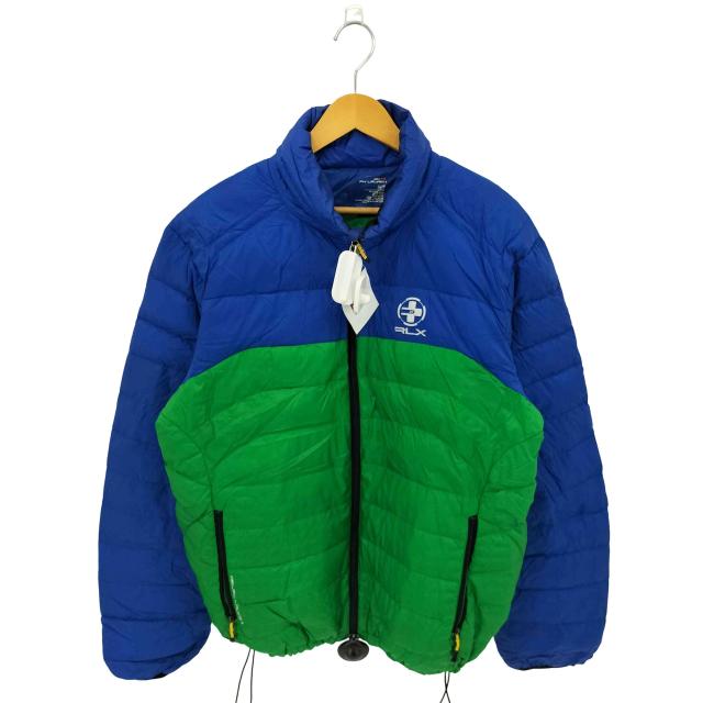 RLX RALPH LAUREN(アールエルエックスラルフローレン) ツートンカラー ドローコード ダブルジップ ナイロン ダウンジャケット メンズ  XXL【中古】【ブランド古着バズストア】