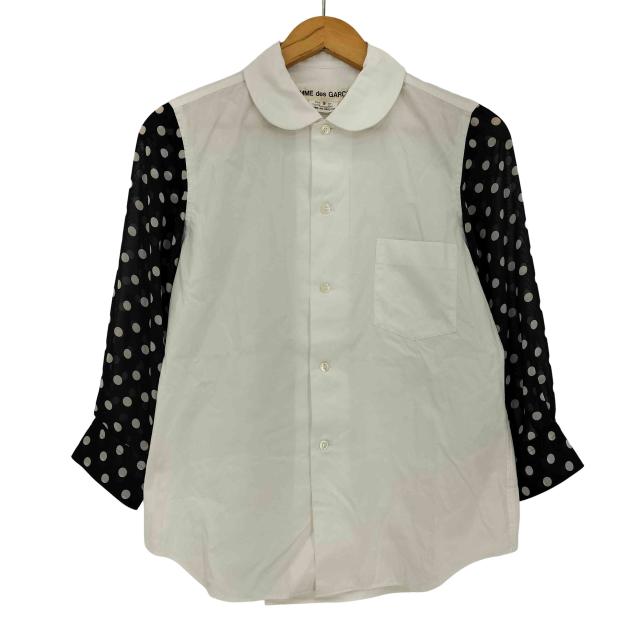 COMME des GARCONS(コムデギャルソン) 11ss Boulevers? 多重人格 丸襟 袖シアードット切替 長袖シャツ レディース JPN：S 【中古】【ブランド古着バズストア】
