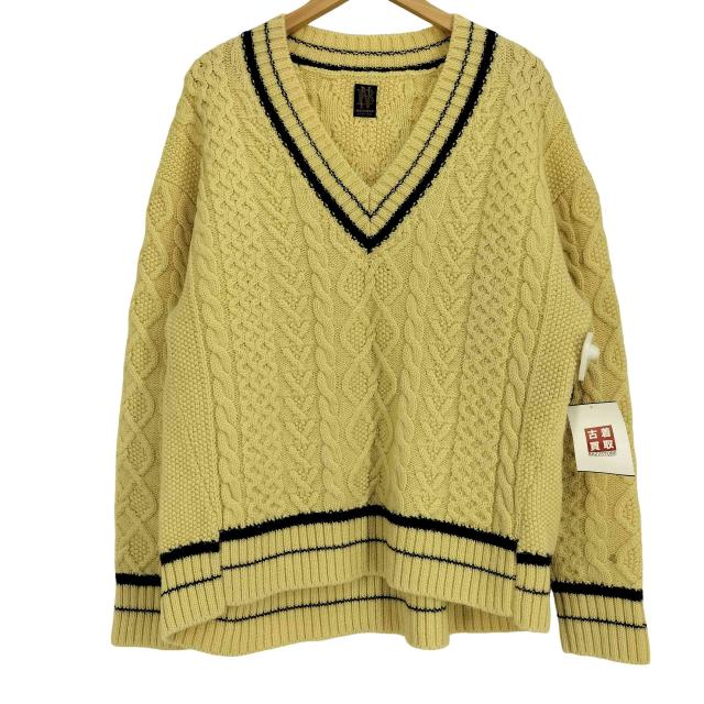 BATONER(バトナー) アルパカ混 Vネック ケーブルニット セーター レディース FREE 【中古】【ブランド古着バズストア】
