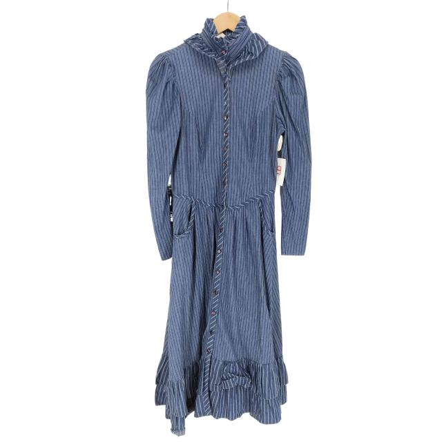GUNNE SAX(ガニーサックス) USA製 紙タグ ストライプフリルデニムワンピース レディース  11【中古】【ブランド古着バズストア】