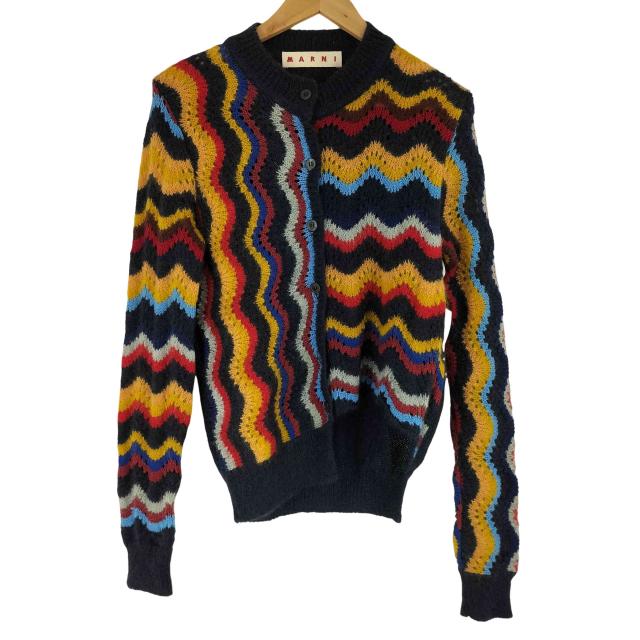 MARNI(マルニ) モヘア マルチカラー変形ニットカーディガン レディース  40【中古】【ブランド古着バズストア】