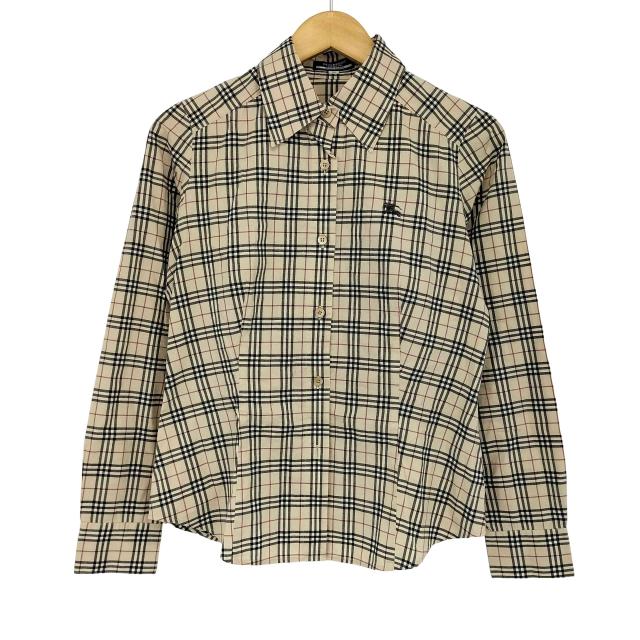 BURBERRY BLUE LABEL(バーバリーブルーレーベル) ワンポイント刺繍 ノバチェック L/S コットンシャツ レディース JPN：38 【中古】【ブランド古着バズストア】