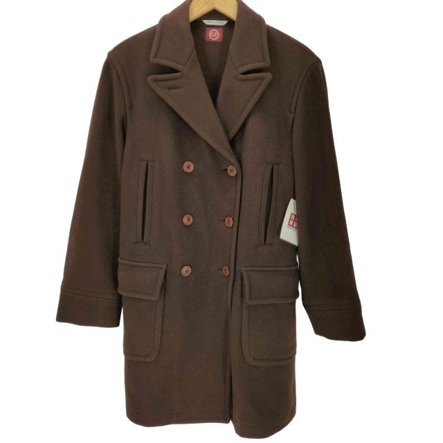 C.P.COMPANY(シーピーカンパニー) 90S 95AW 赤タグ イタリア製 Romeo Gigli ロメオ・ジリ期 ウッドボタン ウール ナイロン Pコート レディース EUR：42 【中古】【ブランド古着バズストア】