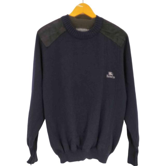 BURBERRYS(バーバリーズ) 90S エルボーパッチ ロゴ刺繍 ウールニット メンズ 表記無 【中古】【ブランド古着バズストア】
