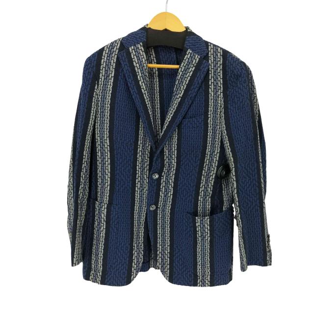 USED古着(ユーズドフルギ) {{THE GIGI}}  DEGAS MI トライバル刺し子ジャガードストライプ3Bテーラードジャケット メンズ EUR：48 【中古】【ブランド古着バズストア】