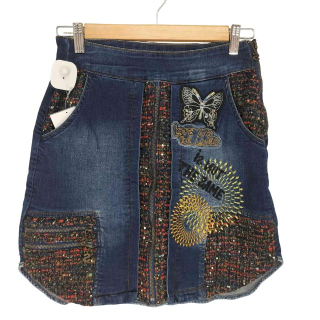 Desigual(デシグアル) スパンコール＆刺繍デザインデニムスカート Y2K レディース  36【中古】【ブランド古着バズストア】