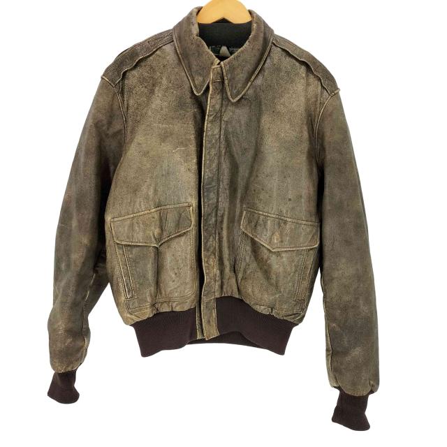 L.L.Bean(エルエルビーン) 80S MADE IN USA SCOVILLジップ A-2 レザーフライトジャケット メンズ  40【中古】【ブランド古着バズストア】