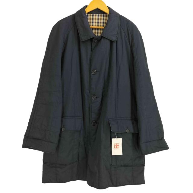 AQUASCUTUM(アクアスキュータム) 70-80S 英国製 ステンカラーコート 裏地チェック メンズ 表記無 【中古】【ブランド古着バズストア】