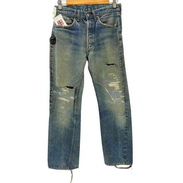 Levis(リーバイス) 70S 74年 6月製 USA製 501 66前期 ボタン裏6刻印 ストレート デニム パンツ 鉄製銅メッキリベット 赤耳 ヒップポケット裏 シングルテッチ 裾チェーンステッチ スモールe 【中古】【ブランド古着バズストア】