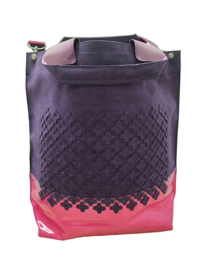 PLEATS PLEASE ISSEY MIYAKE(プリーツプリーズイッセイミヤケ) スウェード PVC 異素材切替 2WAY トート バッグ レディース 表記無 【中古】【ブランド古着バズストア】