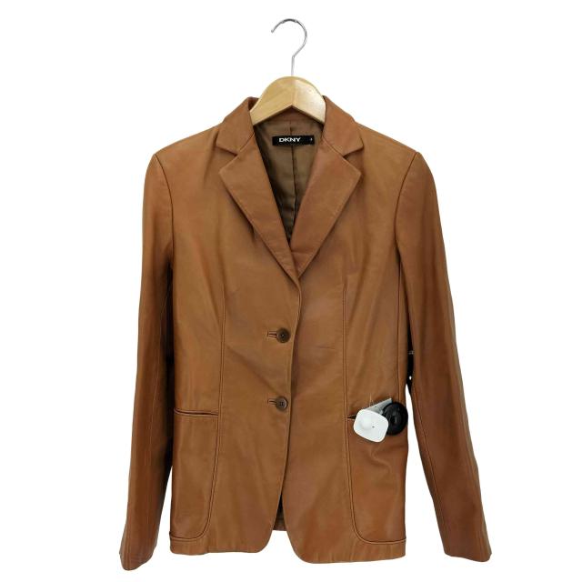 DKNY(ダナキャランニューヨーク) Lamb ラムレザー 2B シングル テーラードジャケット レディース  4【中古】【ブランド古着バズストア】