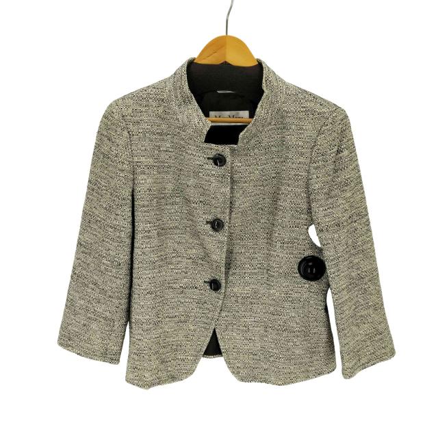 MAX MARA(マックスマーラ) イタリア製 ハイネックツイードジャケット レディース JPN：44 【中古】【ブランド古着バズストア】