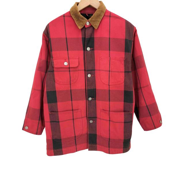 Polo by RALPH LAUREN(ポロバイラルフローレン) 80-90S 緑タグ 襟コーデュロイ 裏地フリース ガチャポケ チェック ハンティング ジャケット ユニセックス メンズ import：M 【中古】【ブランド古着バズストア】