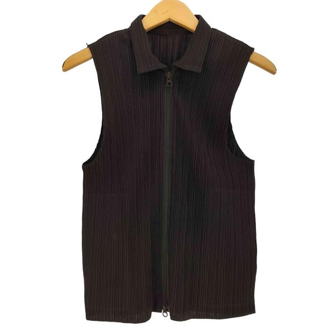 PLEATS PLEASE ISSEY MIYAKE(プリーツプリーズイッセイミヤケ) 98SS ダブルジップ ジップアップ プリーツベスト レディース JPN：3 【中古】【ブランド古着バズストア】