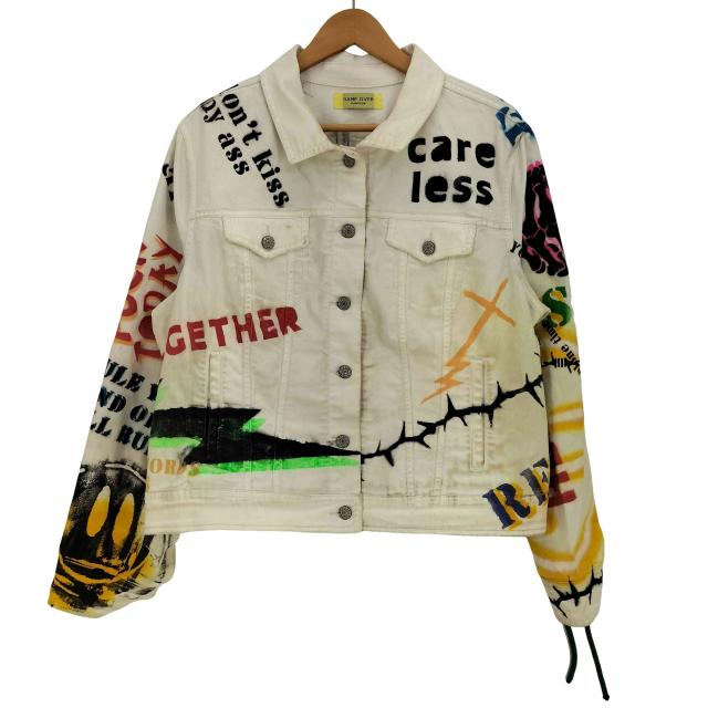 USED古着(ユーズドフルギ) GAME OVER GOLFIE  リメイク バックレース ペイント デニム トラッカージャケット メンズ 表記無 【中古】【ブランド古着バズストア】