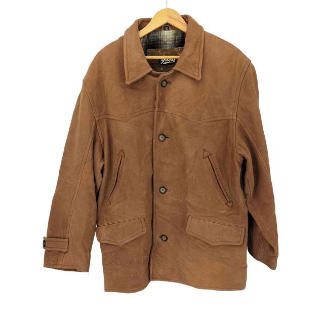GUESS(ゲス) 90S 裏地ネル レザーハーフコート メンズ import：L 【中古】【ブランド古着バズストア】
