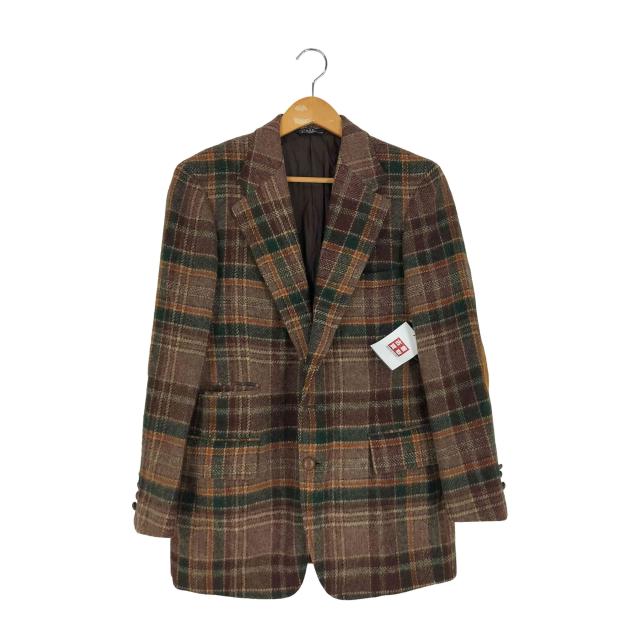 Polo by RALPH LAUREN(ポロバイラルフローレン) 70S~80S 大文字タグ 日本製 エルボーパッチ チェック テーラードジャケット メンズ  M-L【中古】【ブランド古着バズストア】