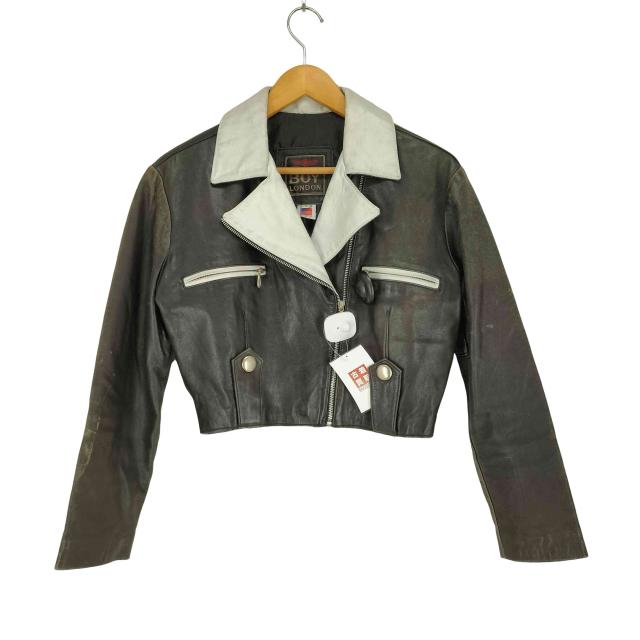 BOY LONDON(ボーイロンドン) MADE IN USA バイカラーレザーダブルライダースジャケット メンズ  S【中古】【ブランド古着バズストア】