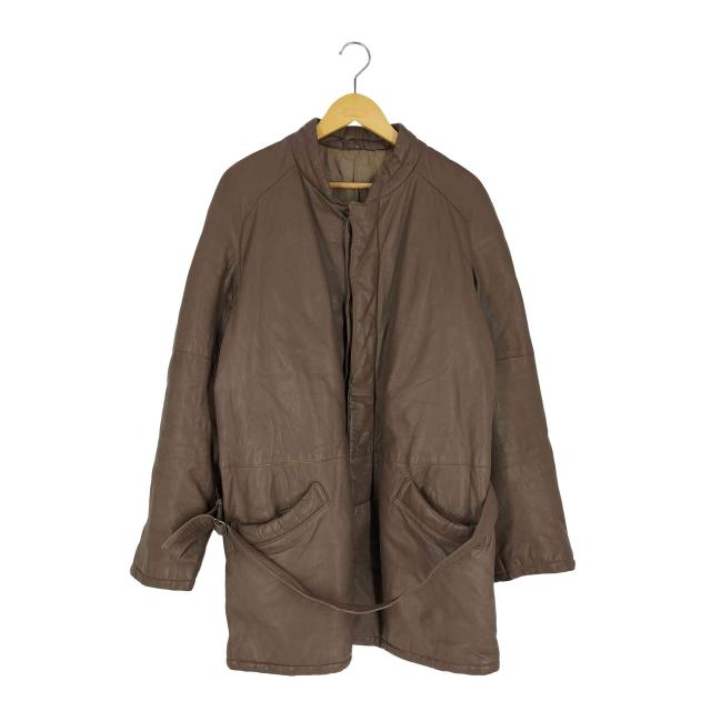 USED古着(ユーズドフルギ) スタンドカラー ベルテッド レザーハーフコート メンズ JPN：52 【中古】【ブランド古着バズストア】