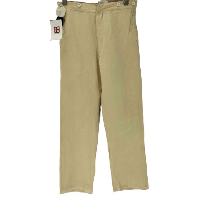 USED古着(ユーズドフルギ) 30S~ BELLE JARDINIERE SOLIDE PARIS 真鍮バックル 2本針尾錠 スレキストライプ フレンチ アンティーク ワーク パンツ サスペンダーボタン メンズ 表【中古】【ブランド古着バズストア】