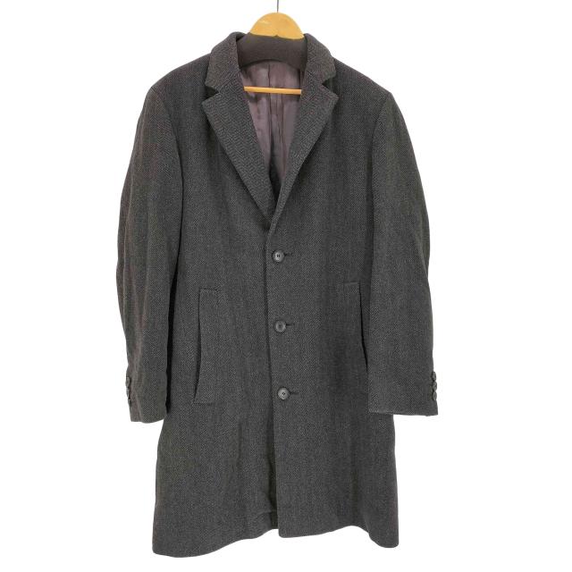 HUGO BOSS(ヒューゴボス) ウールナイロン混紡 ヘリンボーンチェスターコート メンズ  46【中古】【ブランド古着バズストア】
