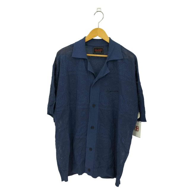 GANGSTERVILLE(ギャングスタビル) PAISLEY JQ KNIT SHIRTS ペイズリー ジャガード オープンカラー 半袖ニットシャツ メンズ  L【中古】【ブランド古着バズストア】