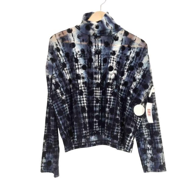 Ys(ワイズ) HOUNDTOOTH DOTS TULLE CROPPED HIGH-NECK T レディース  2【中古】【ブランド古着バズストア】