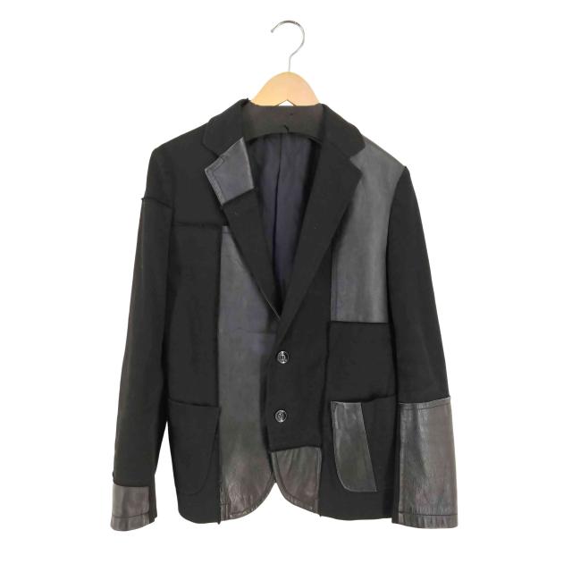 Ys(ワイズ) 異素材 レザー パッチワーク テーラードジャケット メンズ JPN：1 【中古】【ブランド古着バズストア】