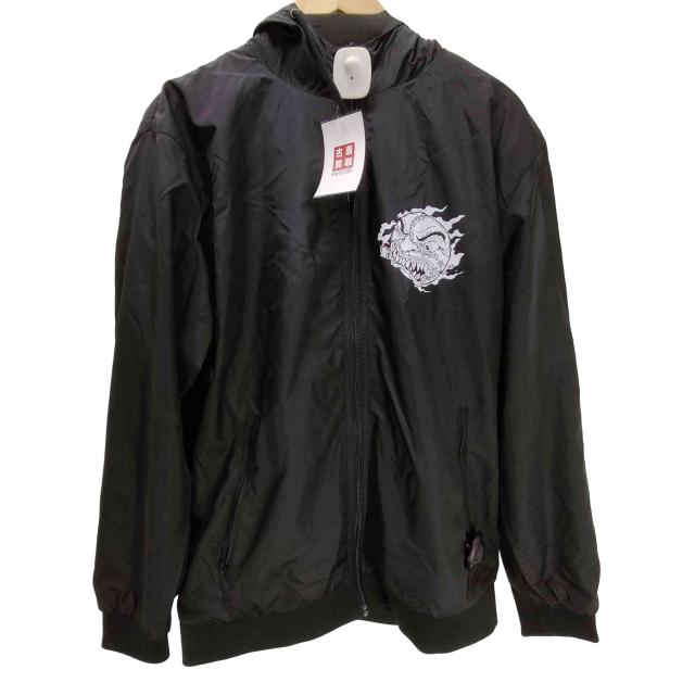 USED古着(ユーズドフルギ)  NYC 両面プリント  ハードコア ロック バンド ナイロン フーデッド ジャケット コーチジャケット メンズ import：XL 【中古】【ブランド古着バズストア】