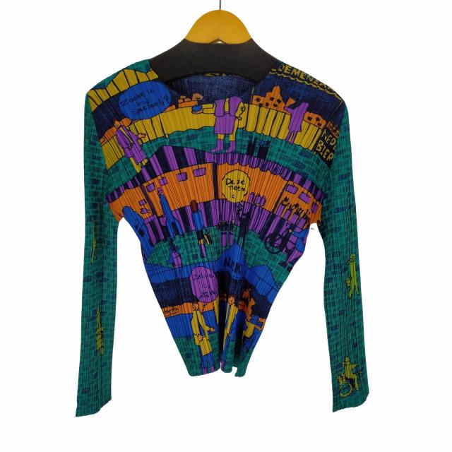 PLEATS PLEASE ISSEY MIYAKE(プリーツプリーズイッセイミヤケ) 06AW 石畳の街 L/Sプリーツカットソー 全面 総柄 レディース  4【中古】【ブランド古着バズストア】