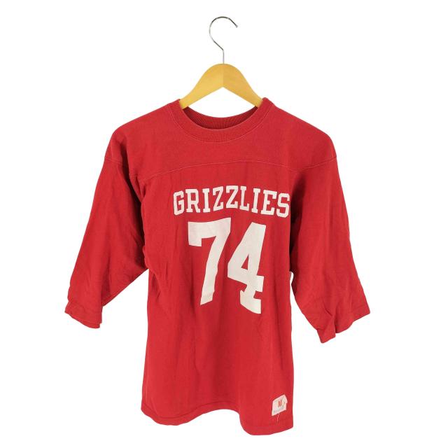 Champion(チャンピオン) USA製 バータグ カレッジ ナンバリング 74 両面プリント 7分袖 フットボール Tシャツ メンズ  MEDIUM【中古】【ブランド古着バズストア】