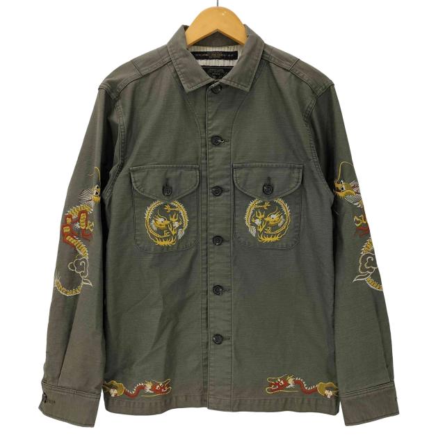 EGO TRIPPING(エゴトリッピング) U.S.S. McCaffery DDE 860 竜 ドラゴン 刺繍 ミリタリー シャツ メンズ  48【中古】【ブランド古着バズストア】