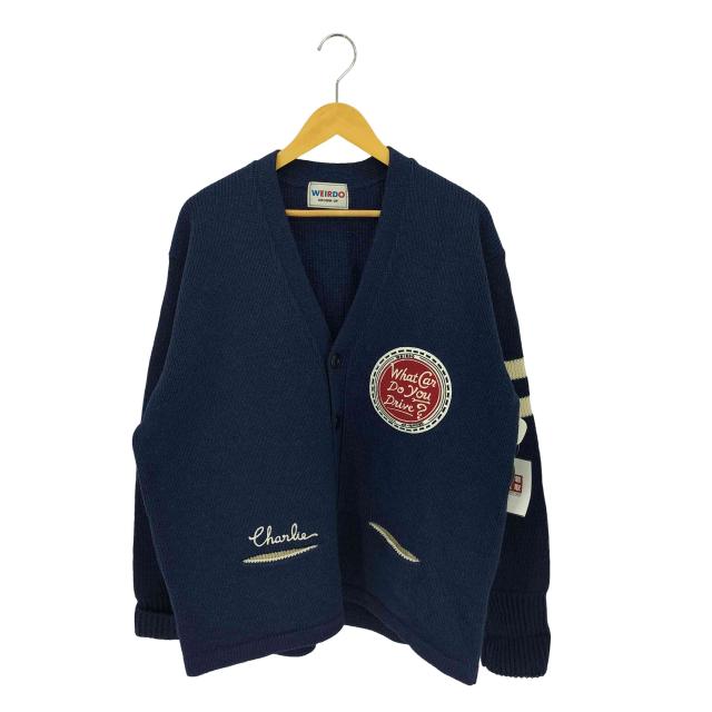 WEIRDO(ウィアード) CHARLIE CARDIGAN NAVY チャーリー レタードウールニット カーディガン メンズ  L 【中古】【ブランド古着バズストア】