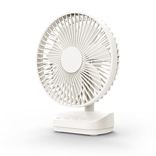 トップランド 卓上扇風機 デスクファン DCモーター 小型 コードレス 3WAY電源 (AC / USB / 充電式) 風量3段階調節 タイマー付き 角度調節 マグネット搭載 ホワイト SF-DFC30WT