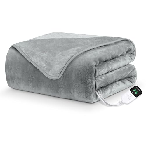 Aliliy 電気毛布 掛け敷き兼用 洗える188x130cm 自動恒温運転で賢く節電 両面フランネル厚手 電気ブランケット 120W 速暖 省エネ ダニ退治 6段温度 切タイマー 2h自動オフ ふわふわ 柔らか 肩掛け 膝掛け 抗菌防臭