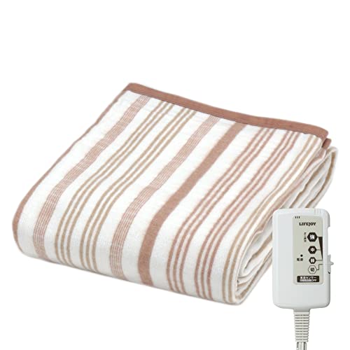 ライフジョイ 電気毛布 日本製 掛け 敷き 兼用 シングル ブラウン 188cm×130cm 洗濯可能 8時間OFFタイマー機能付 室温センサー付 頭寒足暖 やわらか JBK551G-B