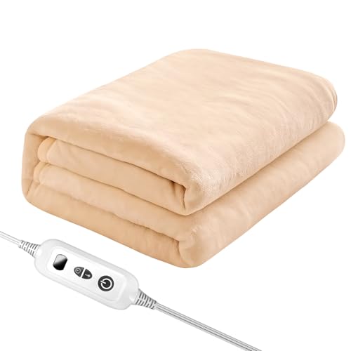 電気毛布 洗える 188*130CM 6段階温度調整 自動オフ機能 丸洗い可 タイマー機能 電気毛布 省エネ ダブルサイズ ベージュ