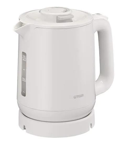 タイガー魔法瓶(TIGER) 電気ケトル 湯沸かし 1.0L 転倒お湯漏れ防止 カラ炊き防止 蒸気レス ホワイト PCJ-A102WA