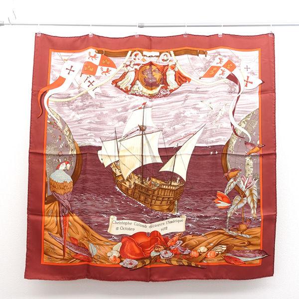 HERMES / エルメス ◆カレ 90 Christophe Colomb コロンブス 大判 スカーフ 【レディース/ガールズ/LADY/女性/婦人】 【中古】
