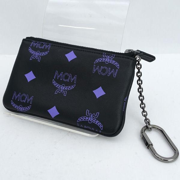 MCM / エムシーエム ◆ケース/カラースプラッシュロゴ/レザー/ブラック×パープル メンズファッション 【中古】