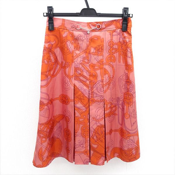 HERMES / エルメス ◆スカート 22SS ホースビット 総柄 エルメスカラー シルク ブランド【レディース/LADY/女性/婦人】【中古】