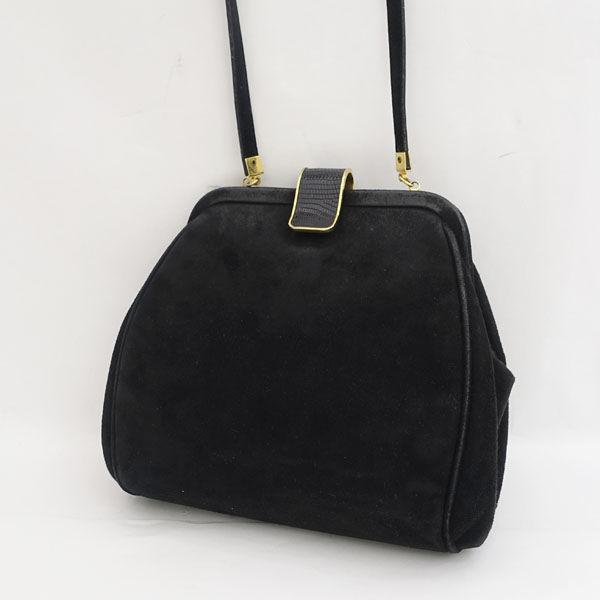 Salvatore Ferragamo / サルヴァトーレフェラガモ ◆スエード がま口 斜め掛け ヴィンテージ ショルダーバッグ【中古】