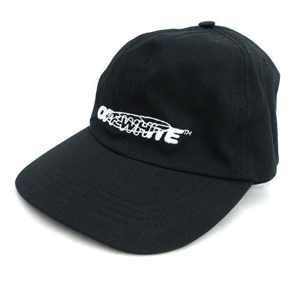 OFF-WHITE /　オフホワイト ◆キャップ/ロゴ刺繍/ブラック/フリーサイズ/タグ付き  メンズファッション 【中古】