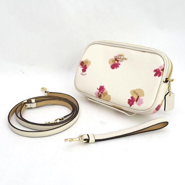 COACH / コーチ ◆ショルダーバッグ クロスボディ ホワイト フラワー 花柄 65542 ブランド【バッグ/バック/BAG】 【中古】