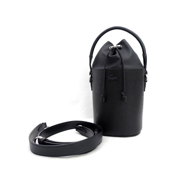 LACOSTE / ラコステ ◆CHANTACOコンビネーション レザー 巾着バッグ/ハンドバッグ/ブラック NF3216C 000 【バッグ】 【中古】