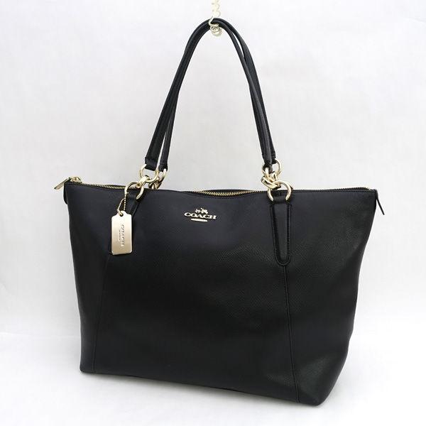 COACH / コーチ ◆トートバッグ ロゴ プレート ブラック 大容量 F35808 ブランド【バッグ/バック/BAG/鞄/カバン】 【中古】